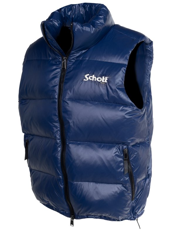Schott N.Y.C NYLON DOWN FILLED VEST MENS -ROYAL BLUE/NAVY – Moesports