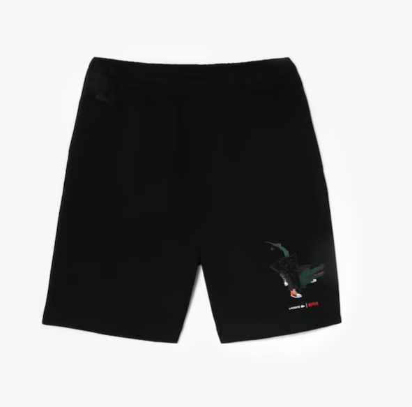 Lacoste NETFLIX ORGANIC COTTON FLEECE SHORTS Men’s -BLACK -031 – Moesports